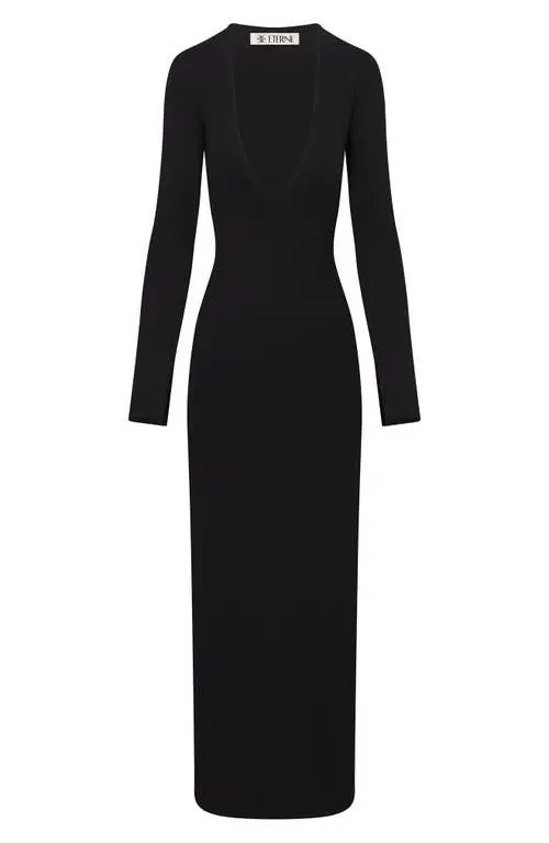Eterne Deep V-neck Midi Dress