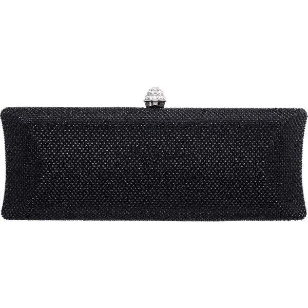 Nina Ember Crystal Embellished Clutch - Black