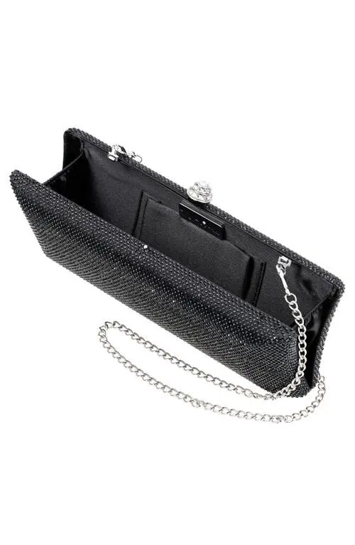 Nina Ember Crystal Embellished Clutch - Black