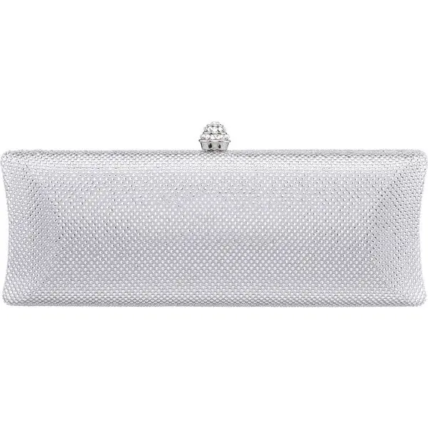 Nina Ember Crystal Embellished Clutch - Silver
