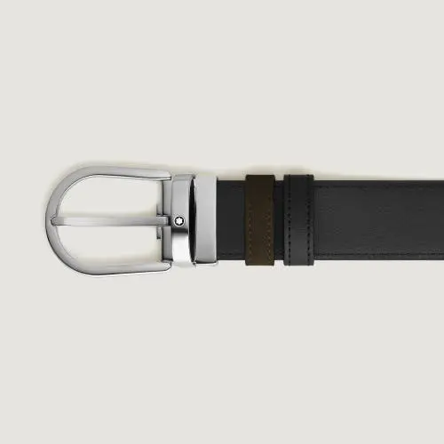 Montblanc Suede Leather 35mm Horseshoe Buckle Reversible Belt