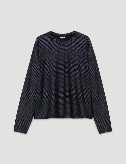 HUSH Averra Lurex Stripe Long Sleeve Top