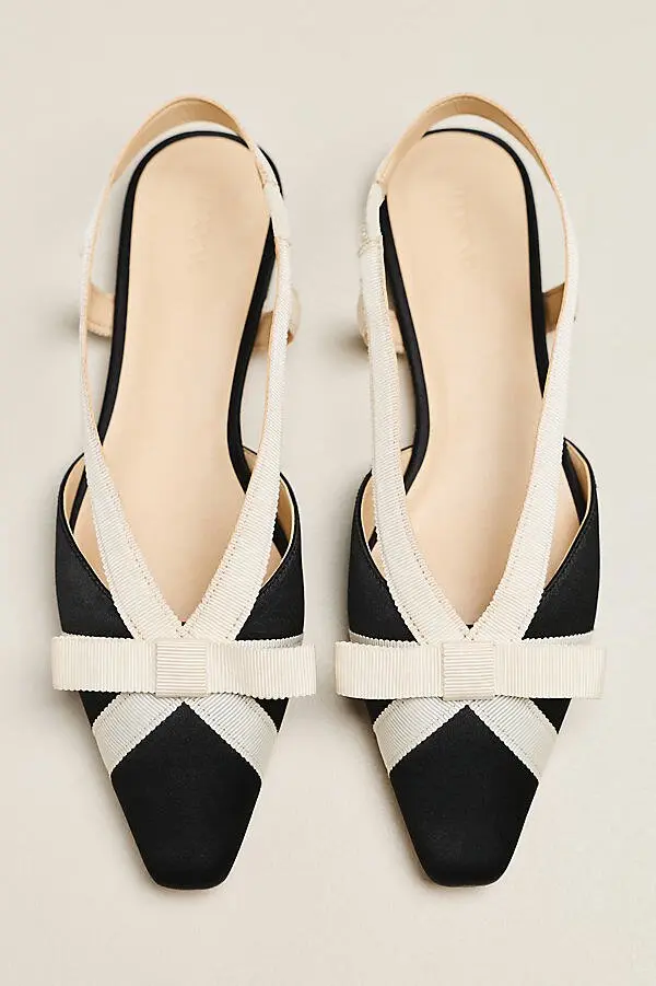 Maeve Ribbon Slgback Flats - Black