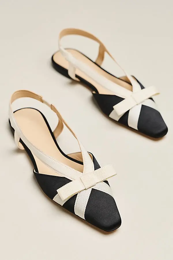 Maeve Ribbon Slgback Flats - Black