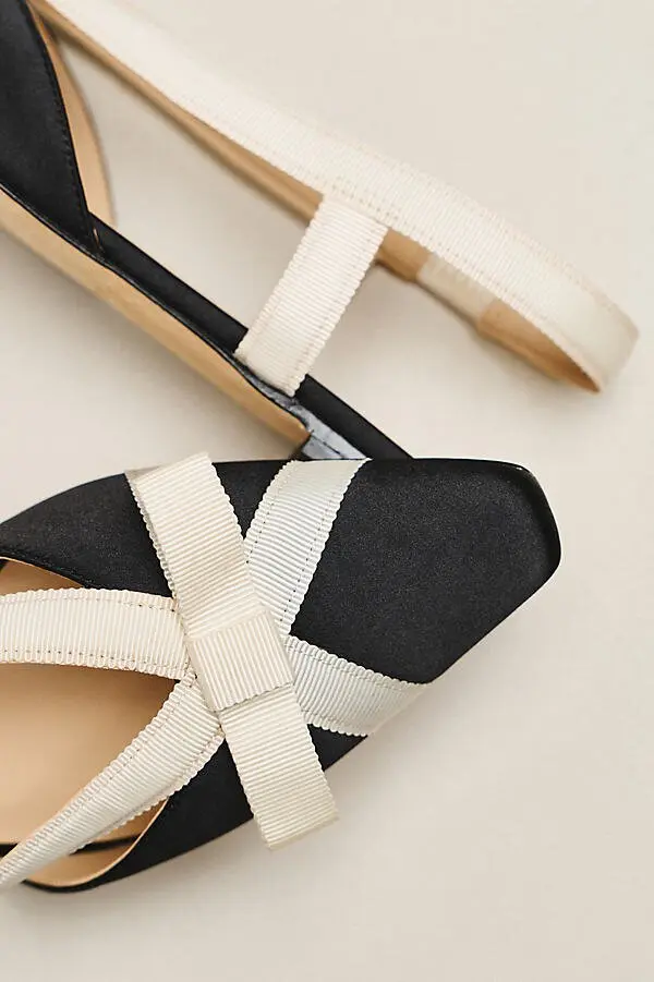 Maeve Ribbon Slgback Flats - Black