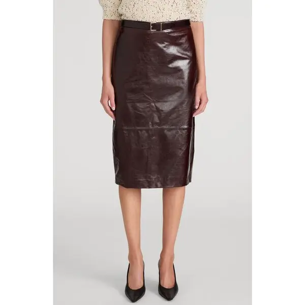 FRAME Veda Leather Midi Skirt