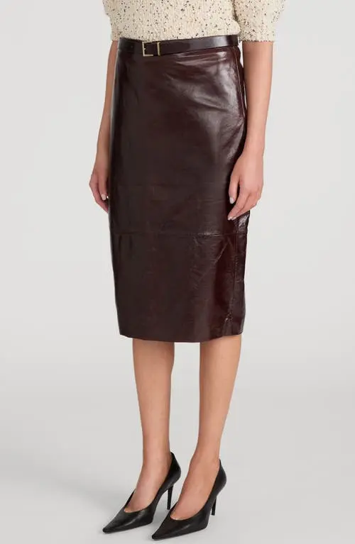 FRAME Veda Leather Midi Skirt