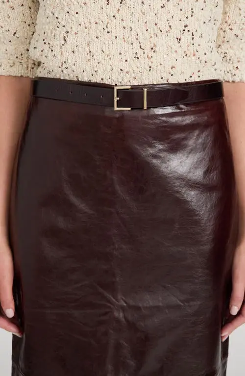 FRAME Veda Leather Midi Skirt
