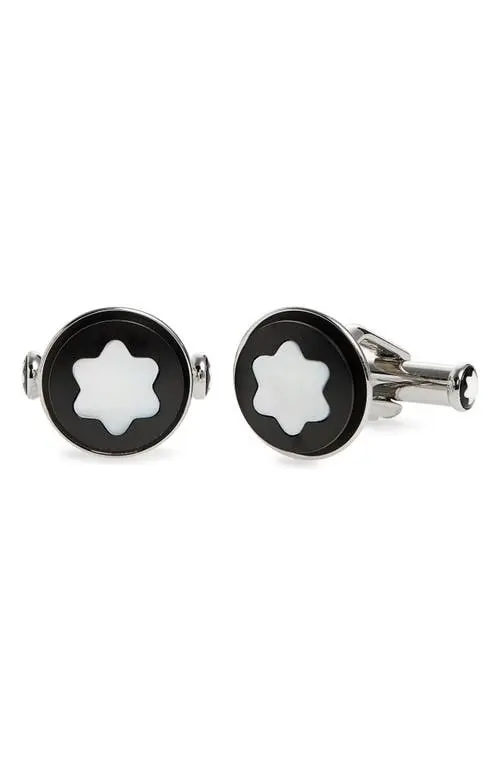 Montblanc Stainless Steel Pvd Inlay Round Cufflinks