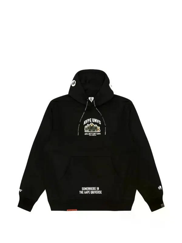 AAPE BY *A BATHING APE Apes And Planet Earth Logo-print Hoodie - Black
