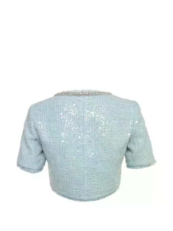 SELF-PORTRAIT Sequin Boucle Tweed Top