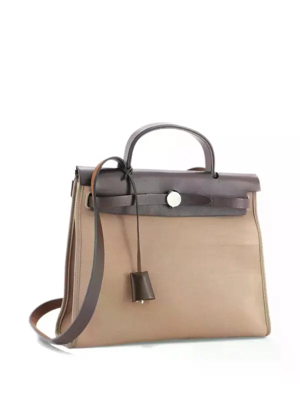 Hermès Herbag Zip Leather And Toile 31 Shoulder Bag - Brown