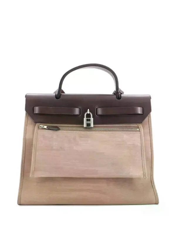 Hermès Herbag Zip Leather And Toile 31 Shoulder Bag