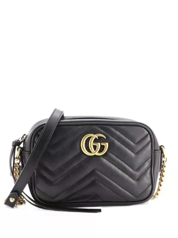 Gucci Gg Marmont Shoulder Bag Matelasse Leather Mini Crossbody Bag - Black