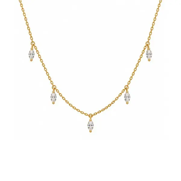 AARIA LONDON Mia Drop Necklace -gold- London Topaz - Blue