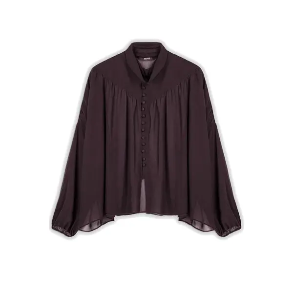 NOCTURNE Gathered Sheer Blouse