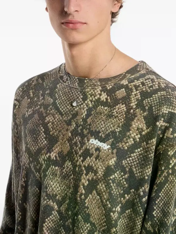 Obey Snakeskin-print Waffle-knit T-shirt