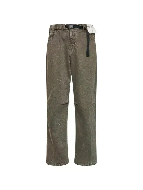 WHITE SAND Faded-effect Buckled-belt Trousers