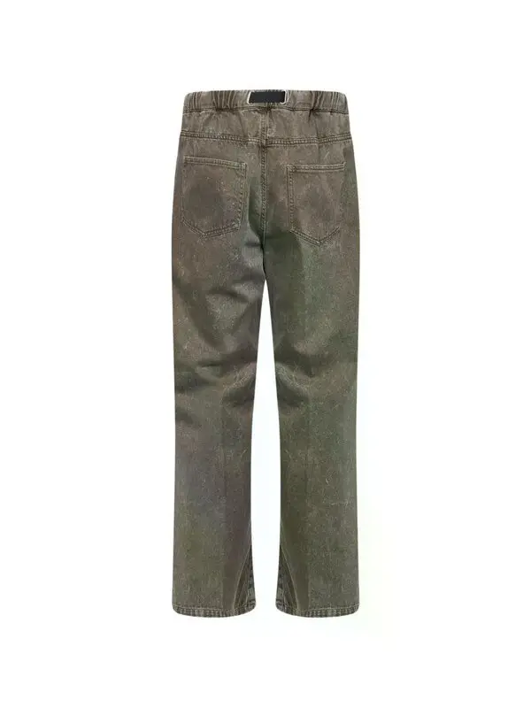 WHITE SAND Faded-effect Buckled-belt Trousers