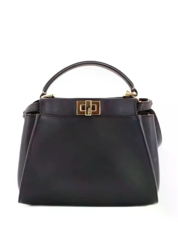 Fendi Peekaboo Iconic Bag Leather Mini Satchel - Brown