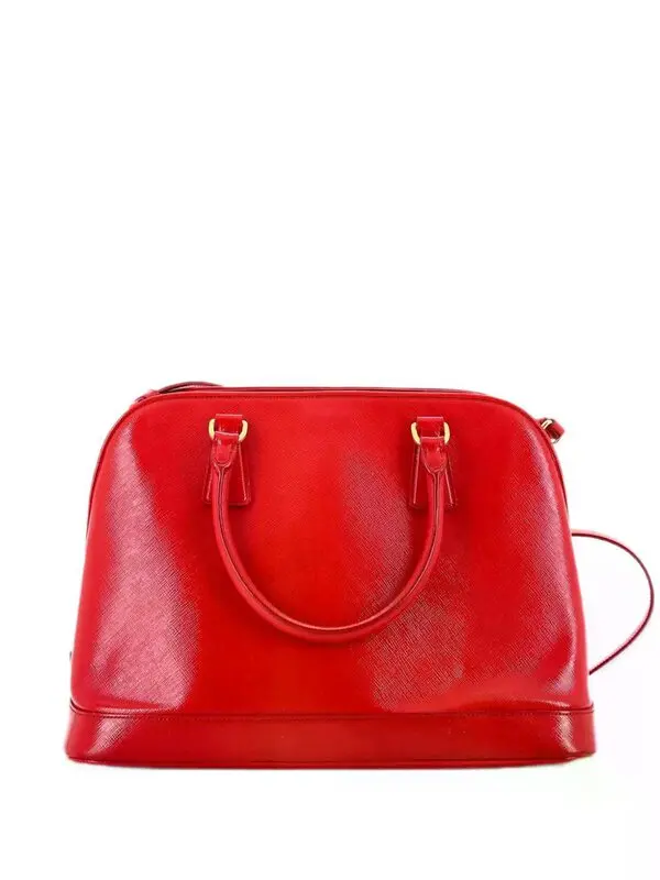 Prada Open Promenade Bag Vernice Saffiano Leather Medium Satchel - Red