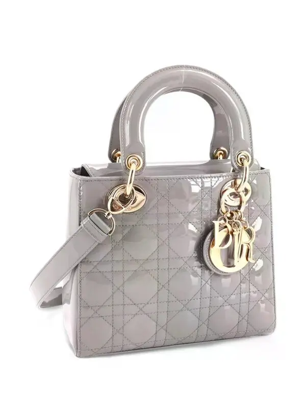 Dior Lady Bag Cannage Quilt Patent Small Satchel