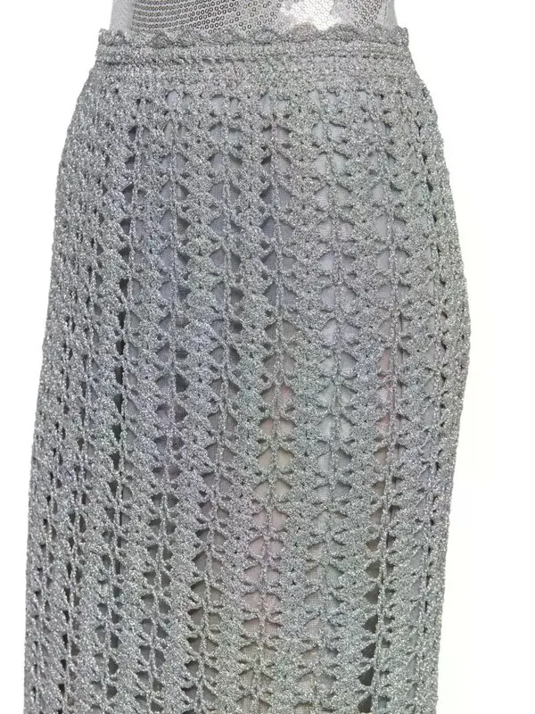 ATU BODY COUTURE Crochet-knit Metallic-effect Maxi Skirt