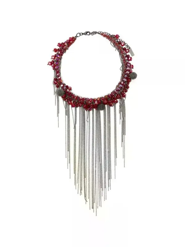 Peserico Beaded Chain-fringe Choker Necklace