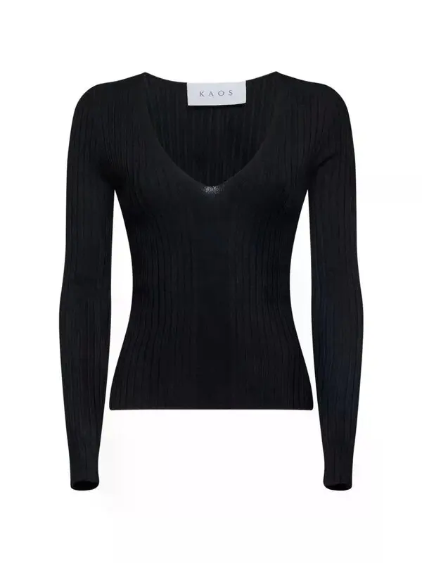 KAOS Ribbed-knit V-neck Sweater