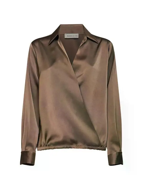 BLANCA VITA Wrap-front Drawstring Blouse