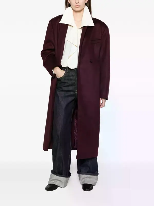 THE FRANKIE SHOP Brea Collarless Coat Burgundy - Red