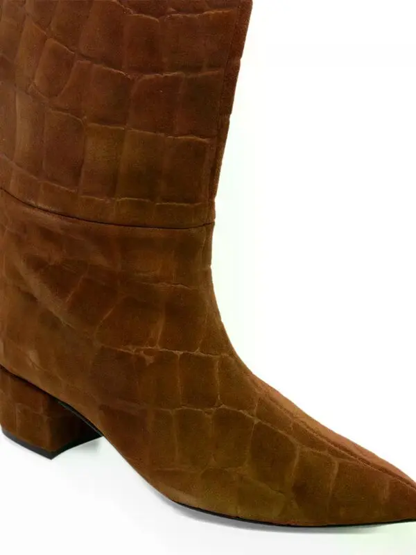 ANGEL ALARCON Jovanna Croc-effect Suede Boots