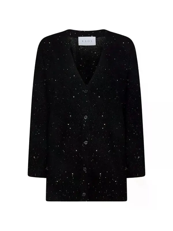 KAOS V-neck Sequin-embellished Cardigan - Black
