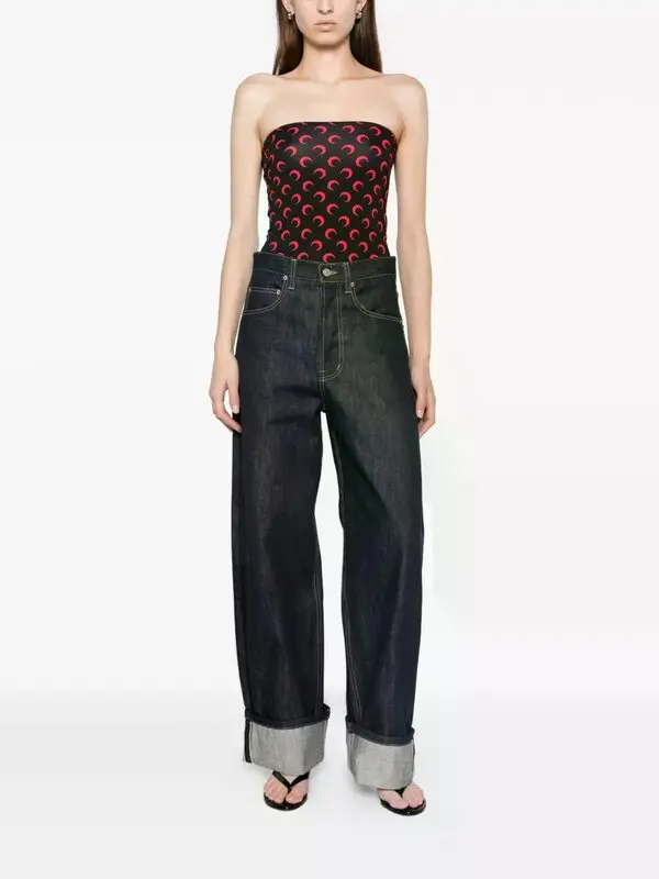 MARINE SERRE Moon Printed Jersey Tubed Top