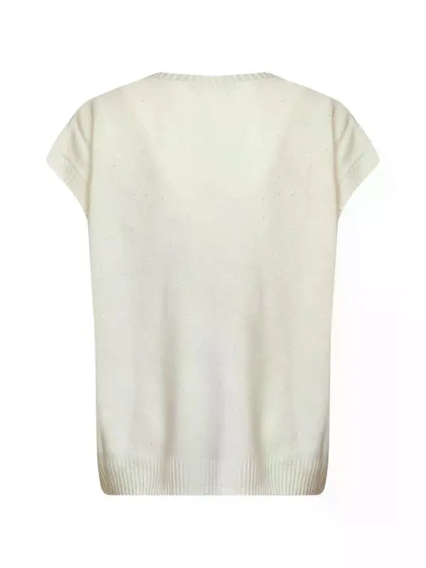 KAOS Sequin-embellished V-neck Sweater - Neutrals