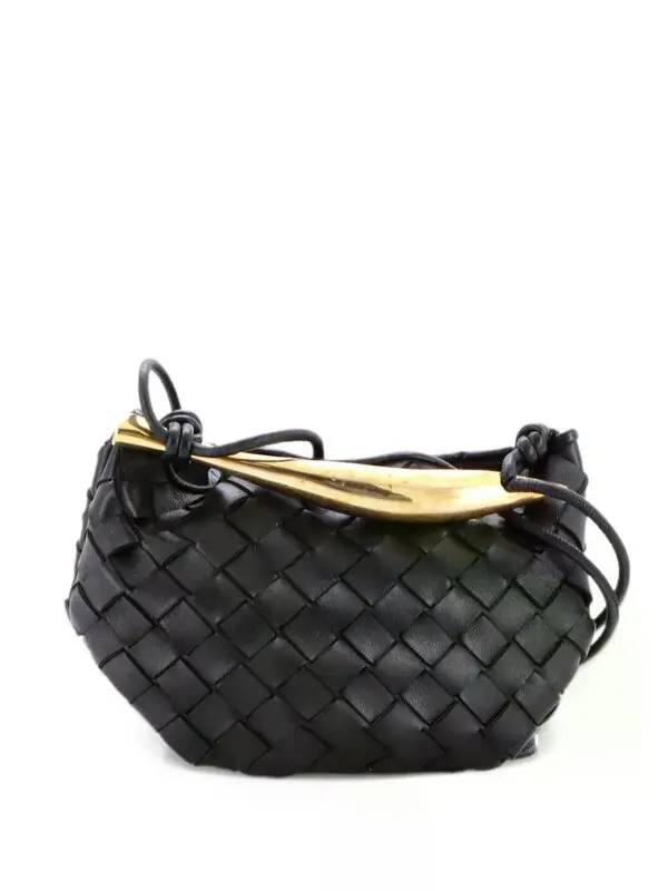 Bottega Veneta Sardine Top Handle Bag Intrecciato Nappa Mini Satchel - Black