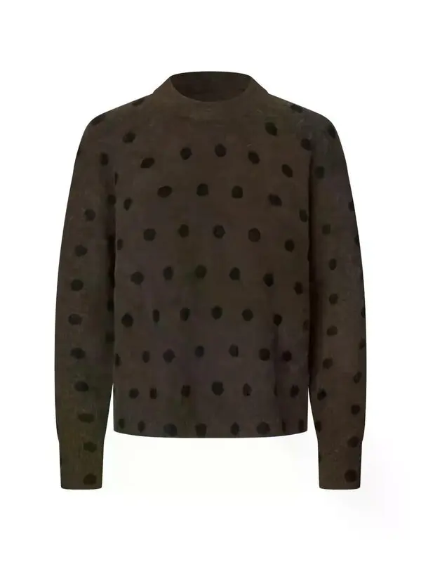 Samsøe Samsøe Anour O-n Polka-dot Lace-trim Sweater - Brown