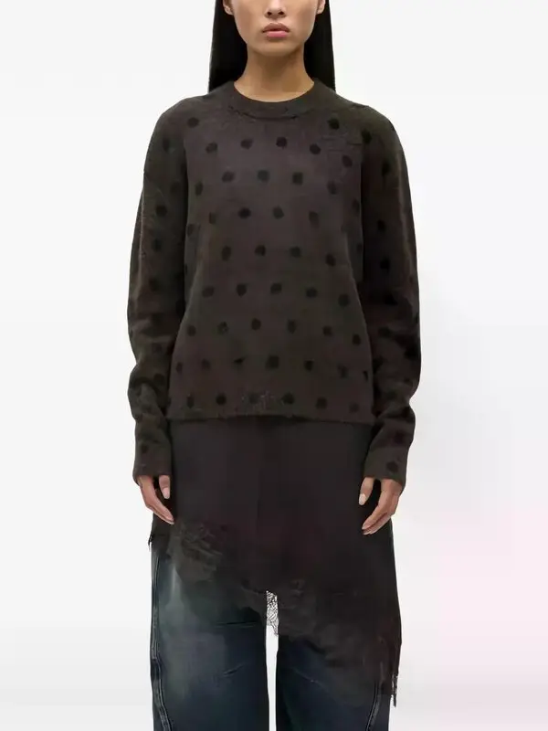 Samsøe Samsøe Anour O-n Polka-dot Lace-trim Sweater