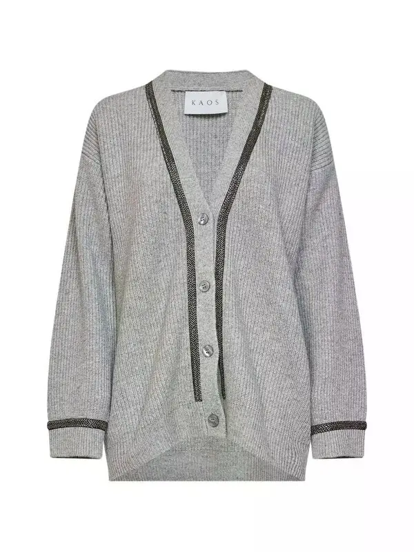 KAOS Chain-trim Ribbed Cardigan