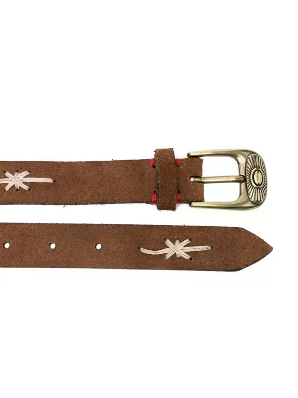 Eleventy Sunburst Stitched Leather Belt