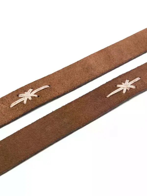 Eleventy Sunburst Stitched Leather Belt