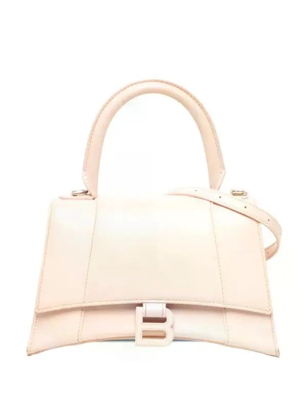 Balenciaga 2021 Small Leather Hourglass Top Handle Bag Satchel - Neutrals