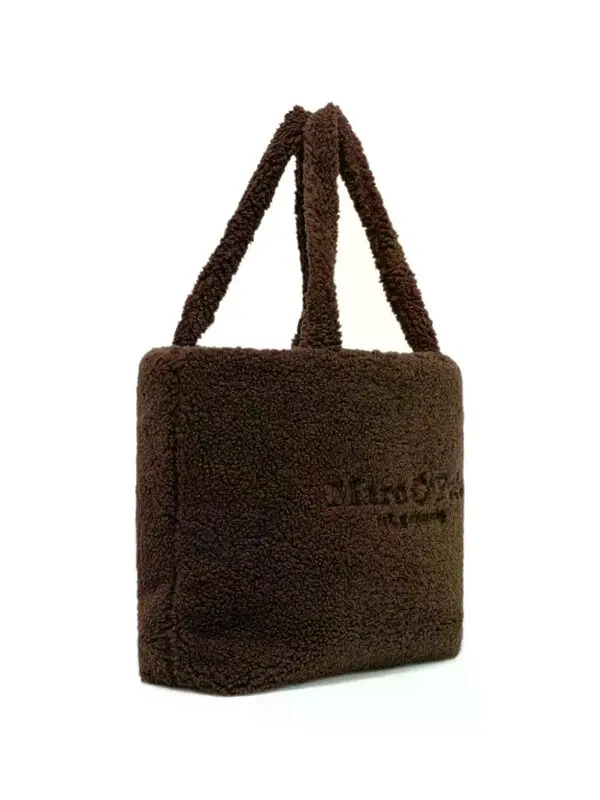 Marc O'polo Logo-embroidered Shearling-texture Tote Bag - Brown