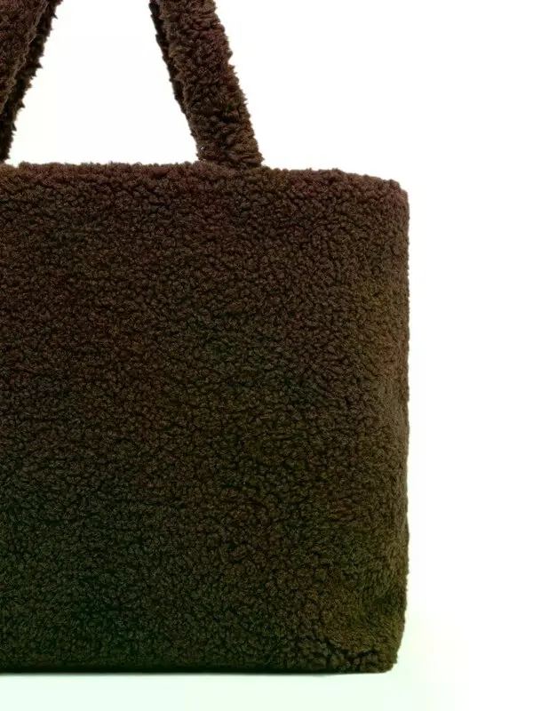Marc O'polo Logo-embroidered Shearling-texture Tote Bag