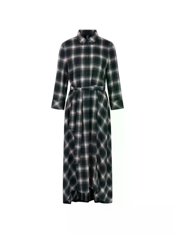 MARCCAIN Check-print Belted Shirt Midi Dress