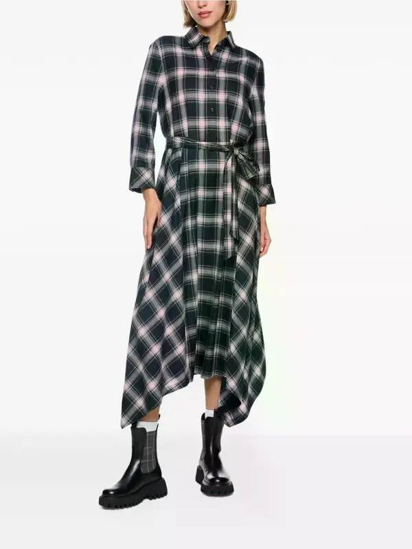 MARCCAIN Check-print Belted Shirt Midi Dress