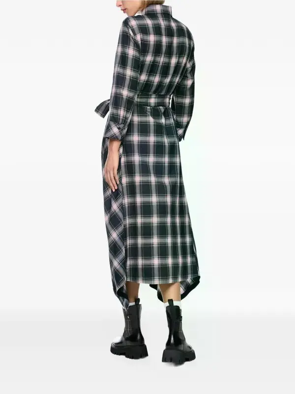 MARCCAIN Check-print Belted Shirt Midi Dress