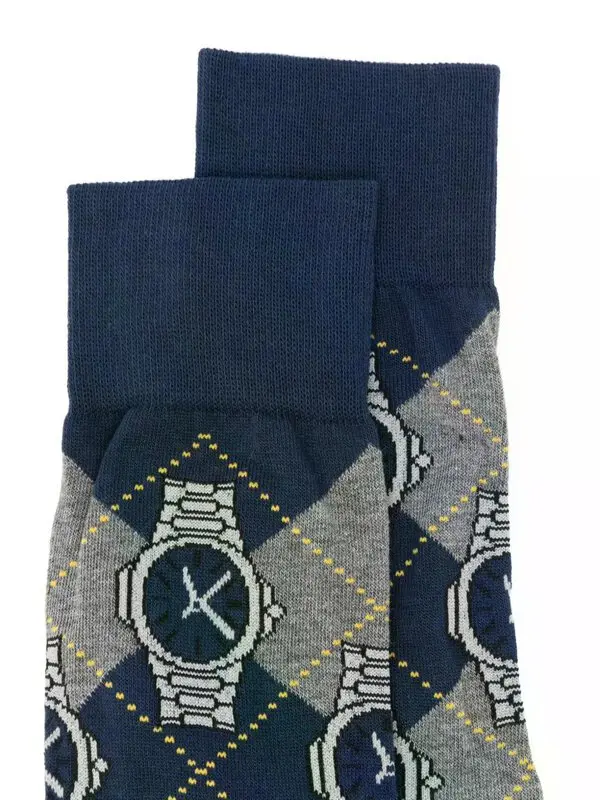 MC2 SAINT BARTH Argyle Watch-intarsia Socks - Blue