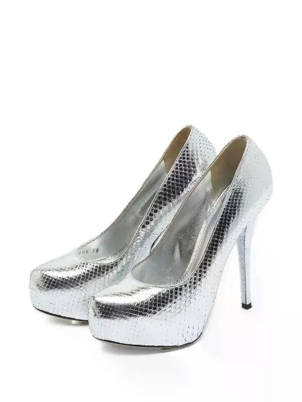 Dolce & Gabbana Python-embossed Platform Pumps - Silver