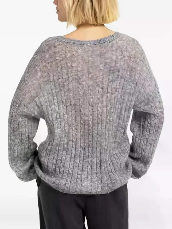 YAYA Cable-knit Boat-neck Sweater